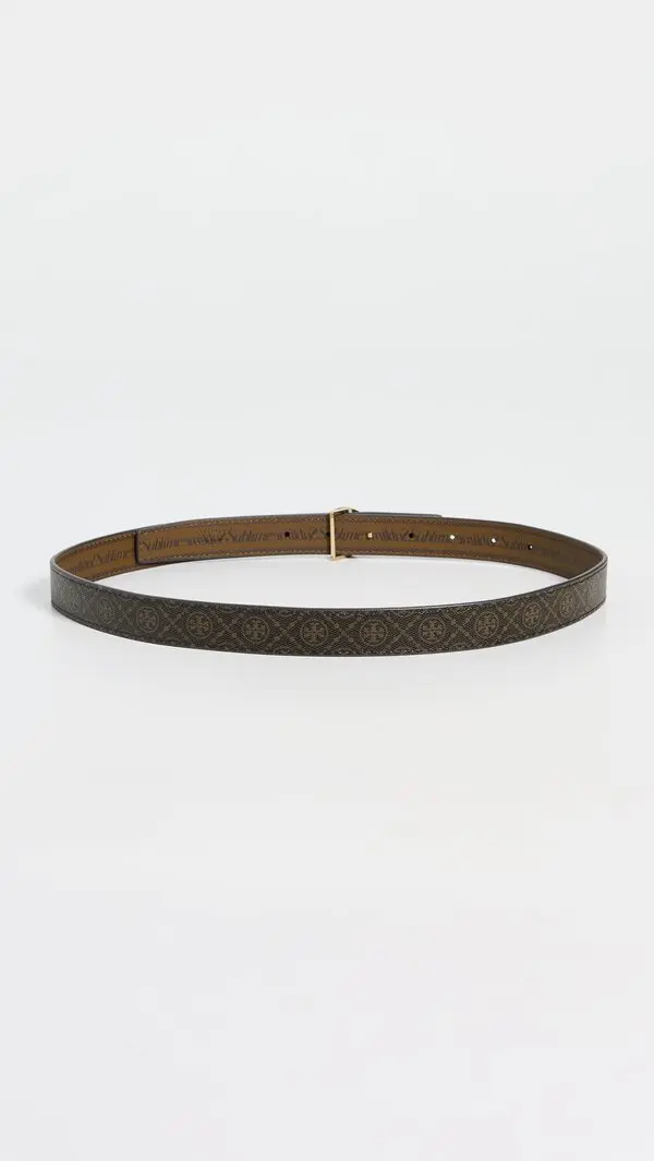 Tory Burch T Monogram Coated Canvas Miller Belt - French Press/gold