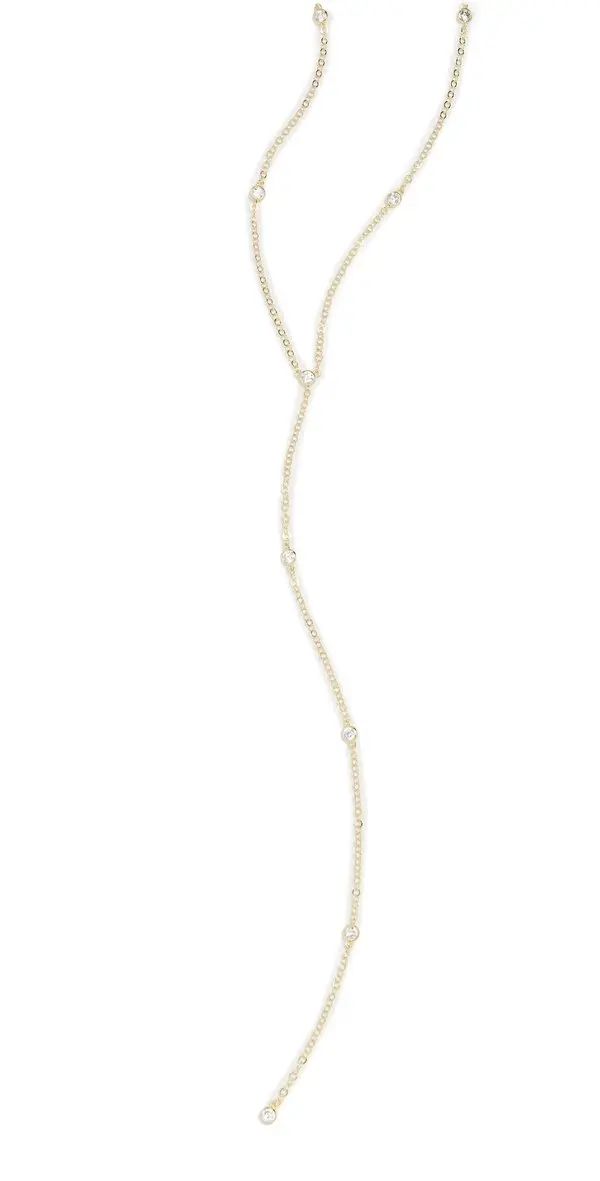 BY ADINA EDEN Cubic Zirconia Bezel Lariat Necklace - Gold