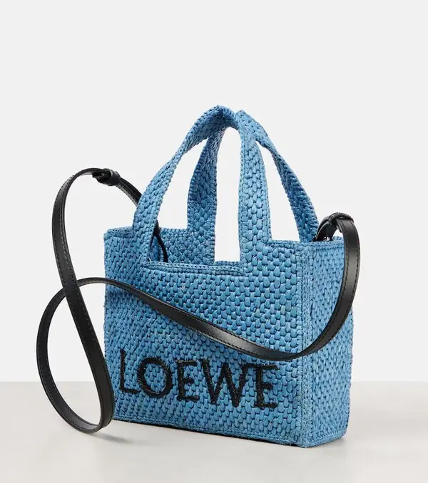 Loewe Mini Logo Raffia Top-handle Bag - Blue