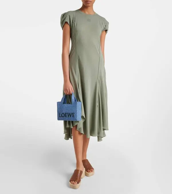 Loewe Mini Logo Raffia Top-handle Bag - Blue