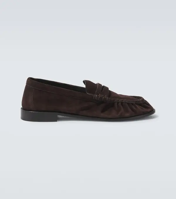 Saint Laurent Le Loafer Suede Penny Loafers - Brown