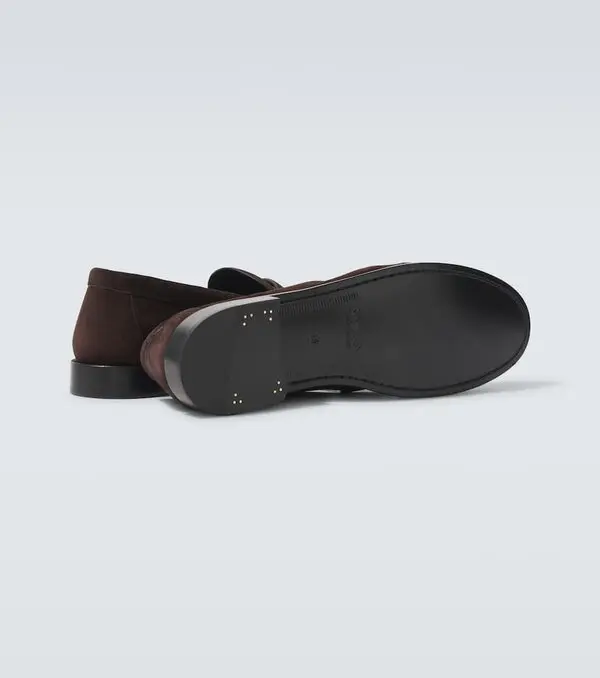 Saint Laurent Le Loafer Suede Penny Loafers - Brown