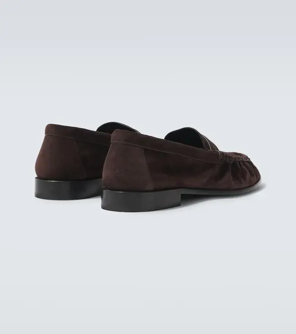 Saint Laurent Le Loafer Suede Penny Loafers - Brown