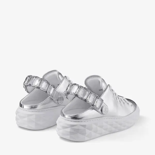 JIMMY CHOO Diamond Sling Silver Metallic Leather Slipper Trainers