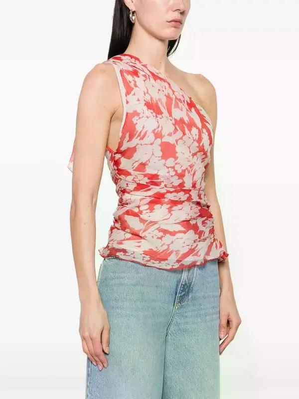 Victoria Beckham One-shoulder Printed Top - Red