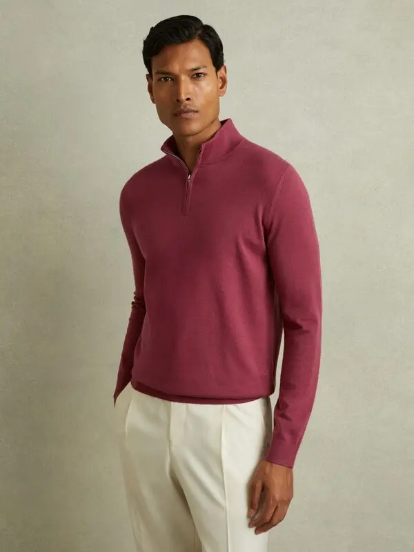 REISS Blackhall Maxwell Merino Wool Half-zip Polo Shirt