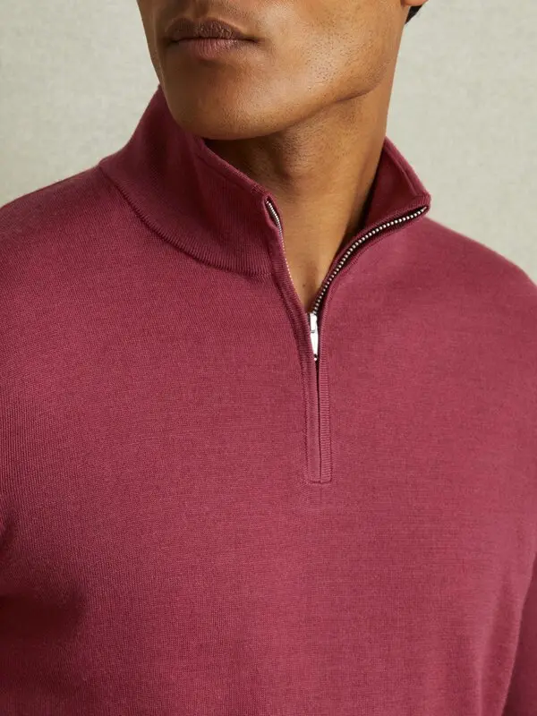 REISS Blackhall Maxwell Merino Wool Half-zip Polo Shirt
