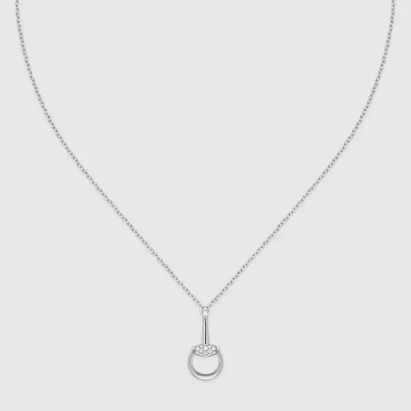 Gucci Horsebit Diamond 18k Necklace - White Gold