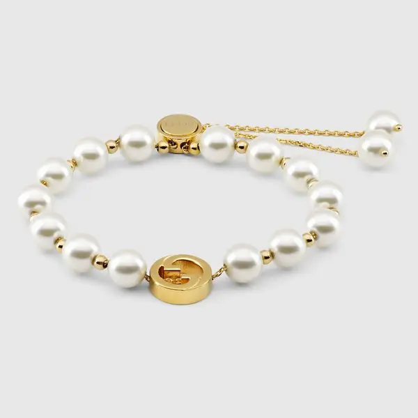 Gucci Interlocking G Pearl Bracelet - Gold-toned Metal