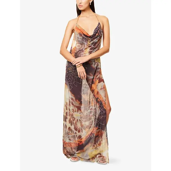 Jaded London Dahlia Cowl-Neck Beaded Woven Midi Dress In Multi - 80% Off |  Editorialist