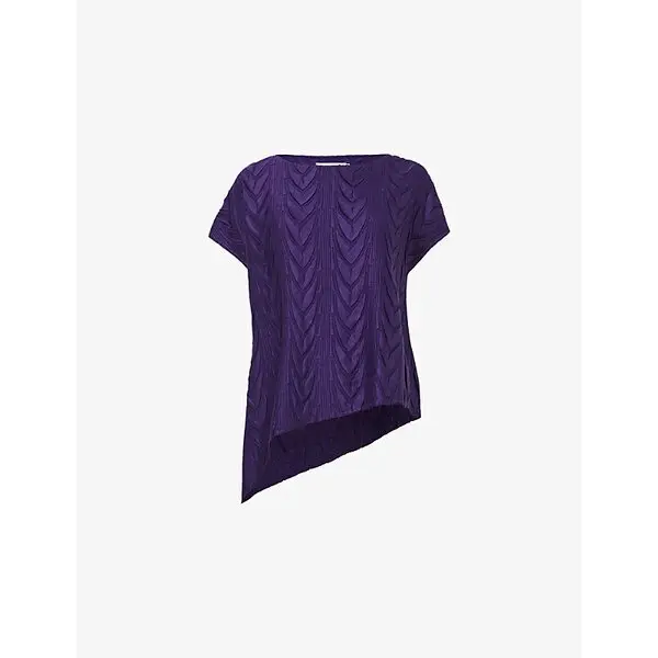 LEEM Geometric-pattern Plisse Woven Top