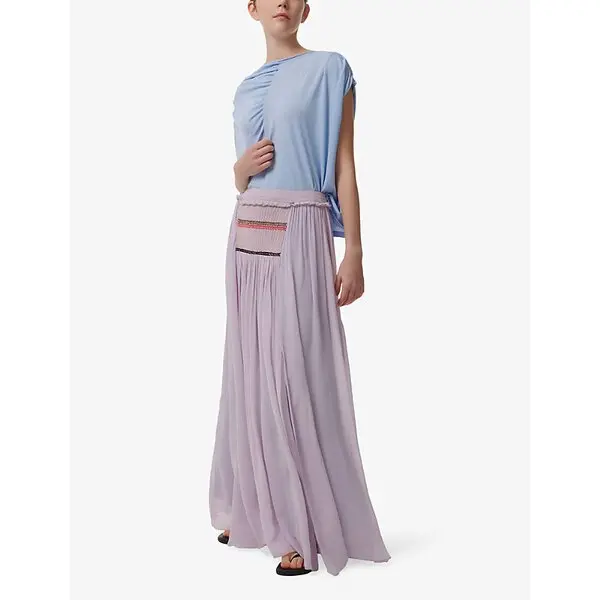 LEEM Pleated-shoulder Draped Jersey Top
