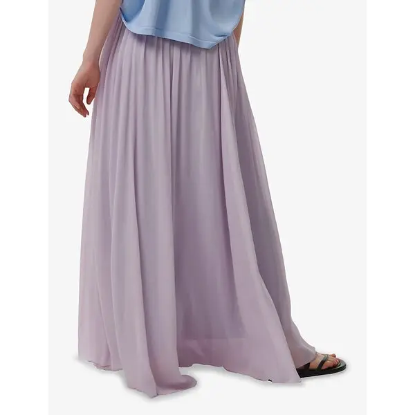 LEEM Contrast-embroidered Woven Maxi Skirt