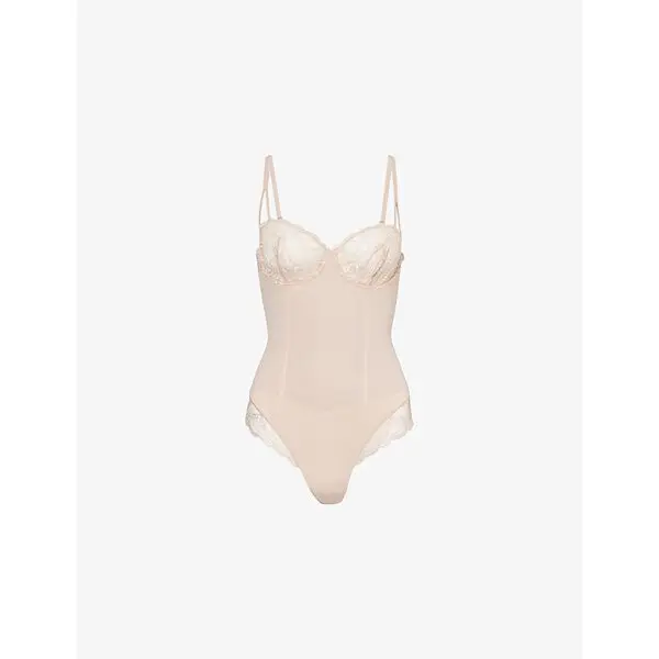 Calvin Klein Sensual Lace-panel Stretch-woven Bodysuit