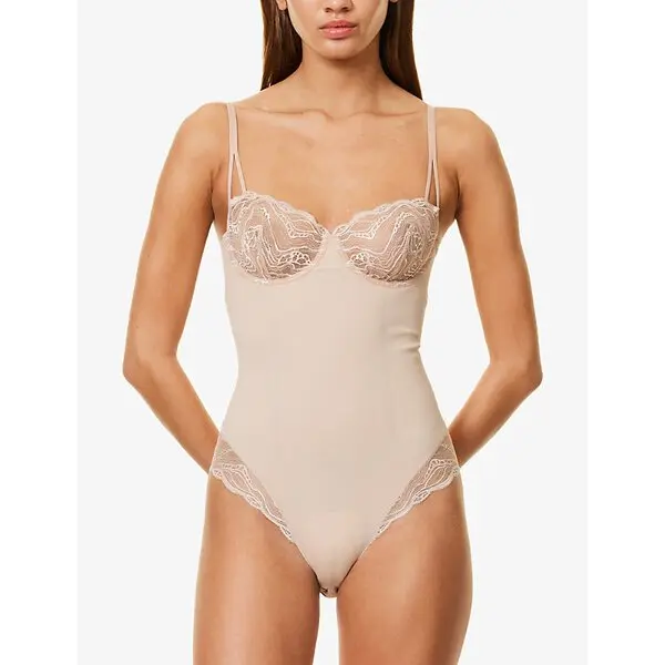 Calvin Klein Sensual Lace-panel Stretch-woven Bodysuit
