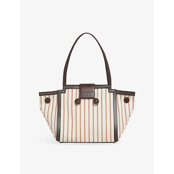 Marni Riviera Mini Striped Canvas And Leather Tote Bag - Zo883