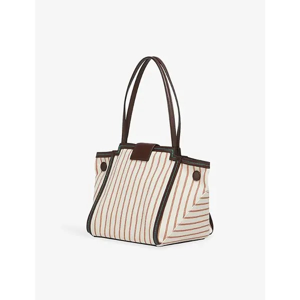 Marni Riviera Mini Striped Canvas And Leather Tote Bag - Zo883
