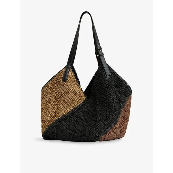 REISS Farrah Raffia Tote Bag