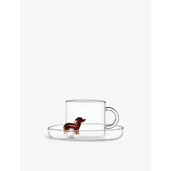ICHENDORF MILANO Dogs Bassotto Borosilicate-glass Tea Cup And Saucer Set - Multicolor