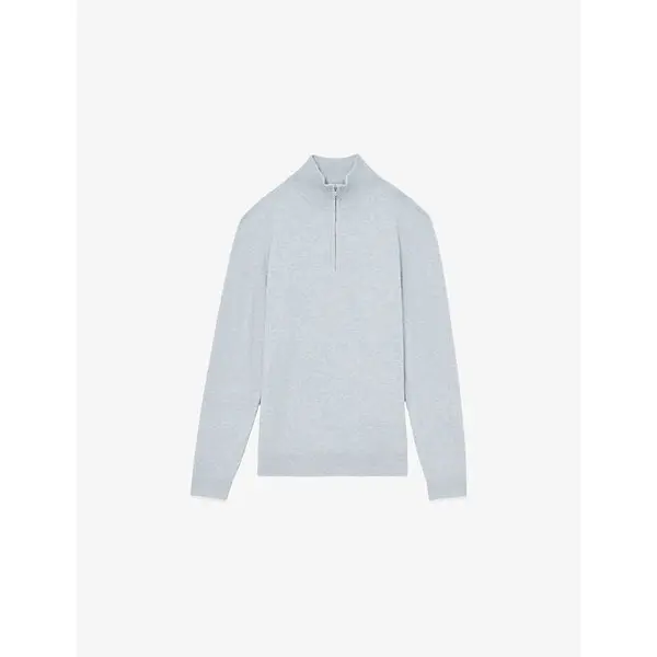 REISS Swinley Half-zip Knitted Jumper - Soft Blue