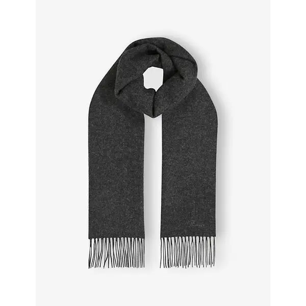 REISS Picton Wool And Cashmere Scarf - Charcoal