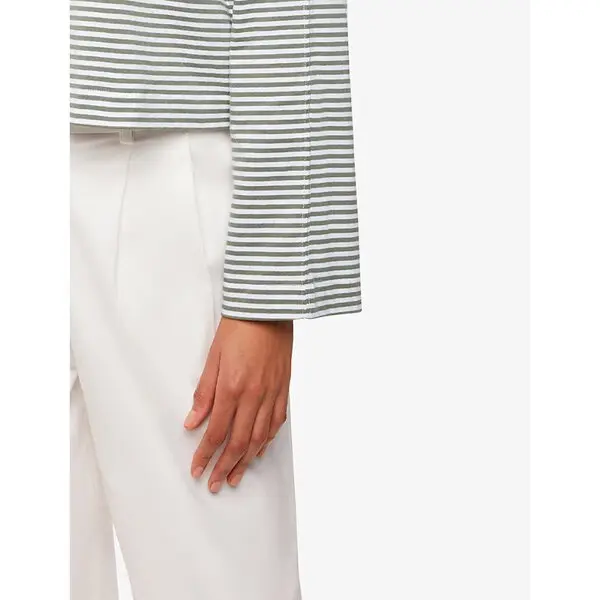 Whistles Stripe Cropped Long-sleeve Cotton-jersey T-shirt