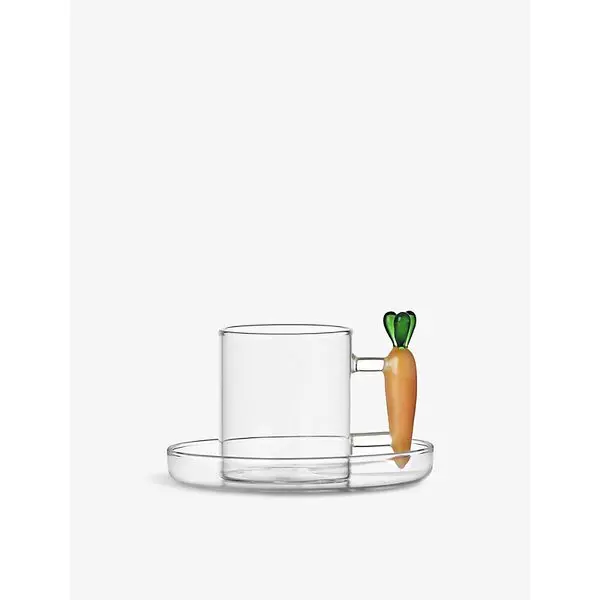 ICHENDORF MILANO Vegetables Carrot Borosilicate-glass Coffee Cup And Saucer Set - Multicolor