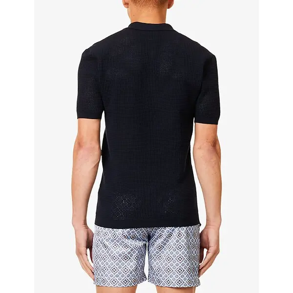 Orlebar Brown Roddy Open Mesh-stitch Woven Polo Shirt