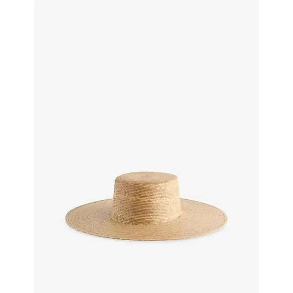 BOUTIQUE BONITA Palm Raffia Boater Sun Hat - Neutral