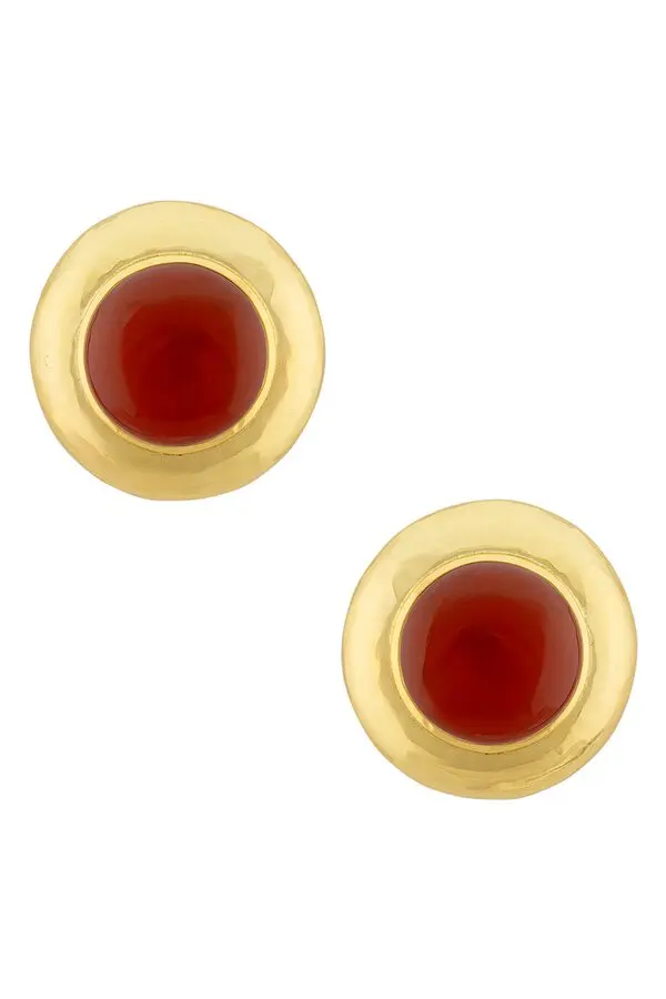 VALERE Briller Earrings - Red Jade & Gold