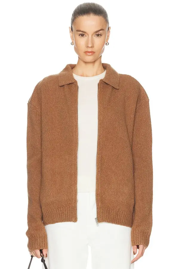 AYA MUSE X Revolve Knit Zip Up Jacket With Collar