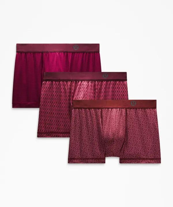 Lululemon Always In Motion Boxer Brief 3 - Jumie Stripe Deep Luxe Garnet/cedar Stamp Mini Wp Garnet Multi/spaced Yogo Outline Wp Velvet Dust Red Merlot
