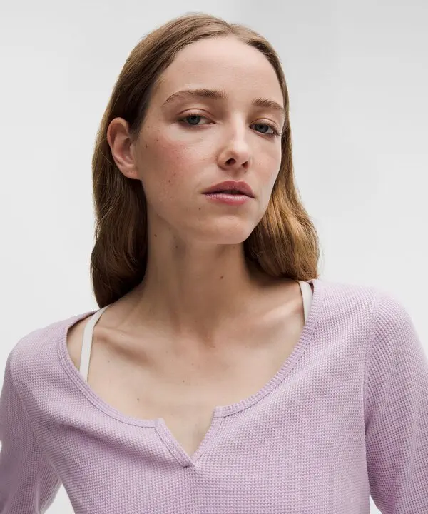 Lululemon Cotton-blend Henley Long-sleeve Shirt - Lilac Ether