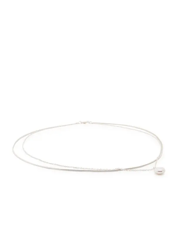 SAPIR BACHAR Sterling Silver Chain Belt With Pendant - Pearl
