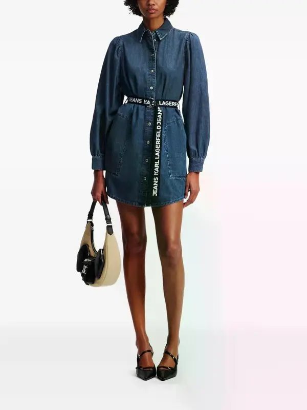 Karl Lagerfeld Puff-sleeve Denim Shirtdress - Blue