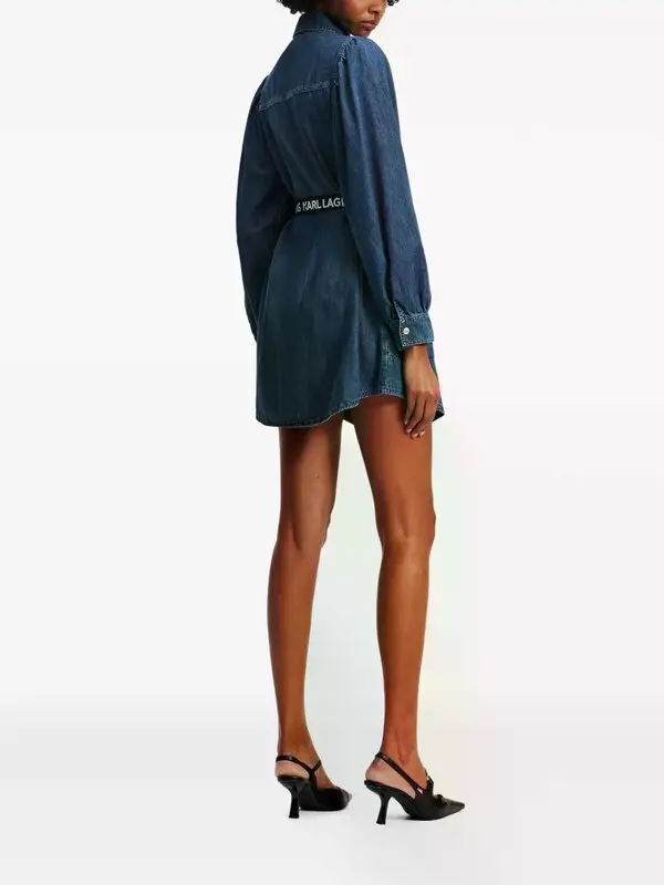 Karl Lagerfeld Puff-sleeve Denim Shirtdress - Blue
