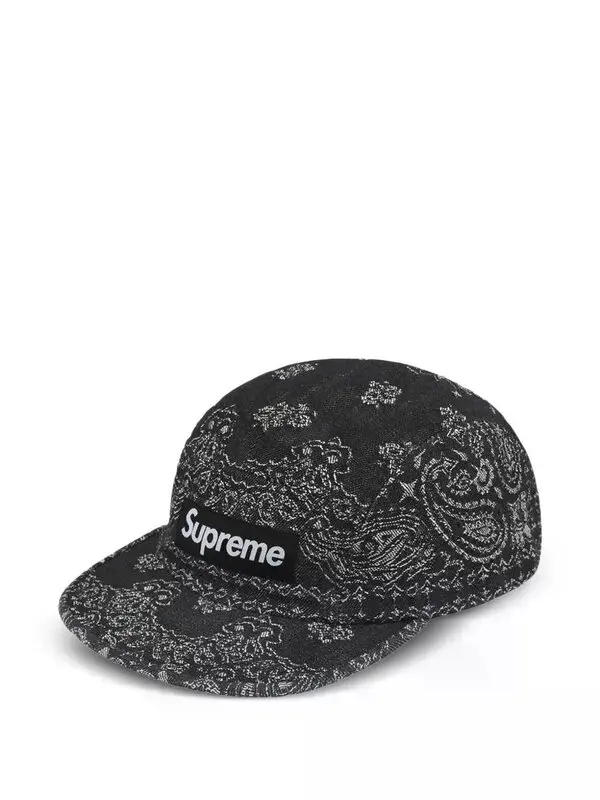 Supreme Bandana-jacquard Denim Cap - Black