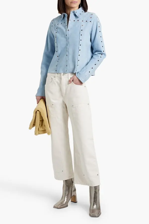 RE/DONE Eyelet-embellished Suede Shirt