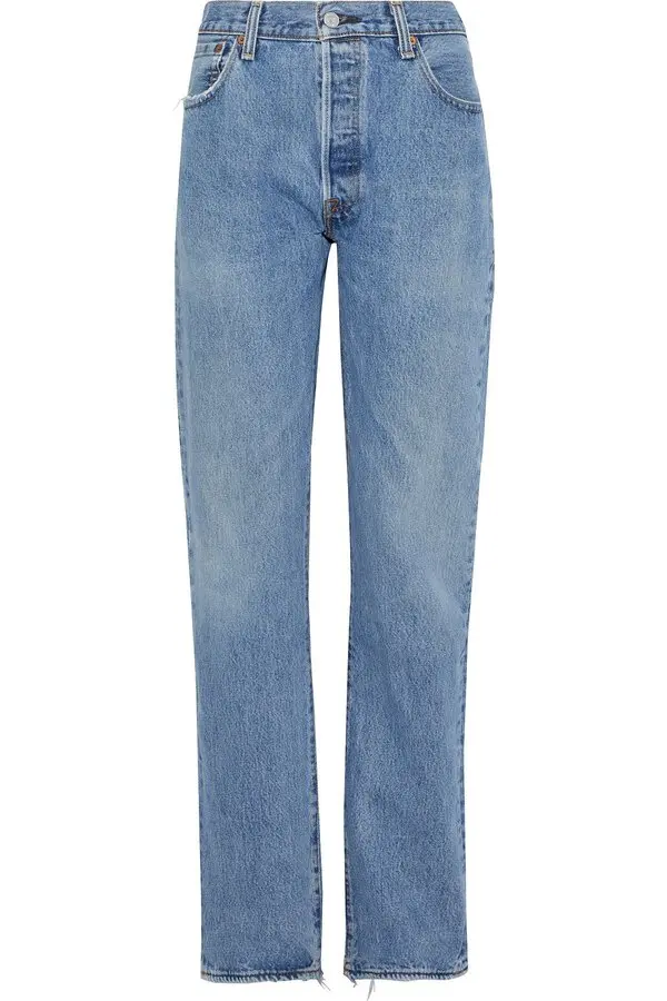RE/DONE WITH LEVI'S Faded High-rise Straight-leg Jeans - Light Denim