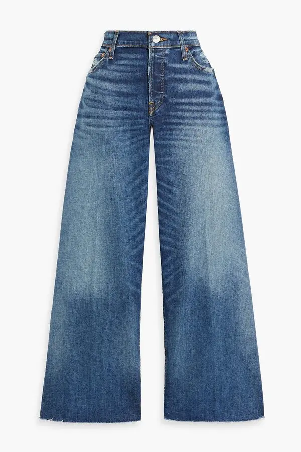 RE/DONE Cropped Distressed Wide-leg Jeans