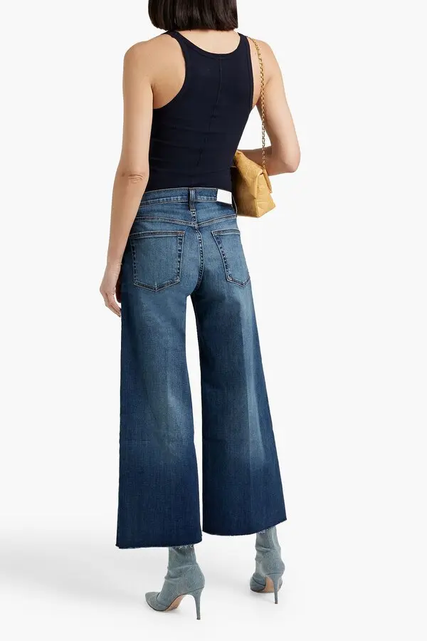 RE/DONE Cropped Distressed Wide-leg Jeans