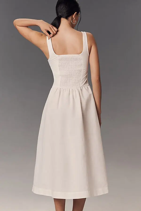 Aligne Rosia Linen Blend Tank Midi Dress In White - 67% Off | Editorialist