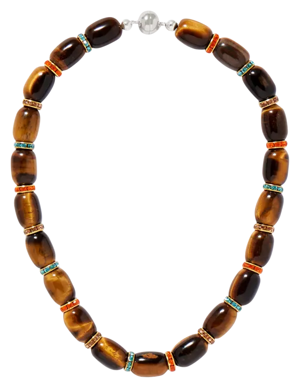 JULIETTA Donna Tiger's Eye And Crystal Necklace - Brown