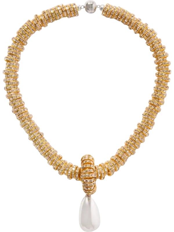JULIETTA Faux Pearl And Swarovski Crystal Necklace - Gold