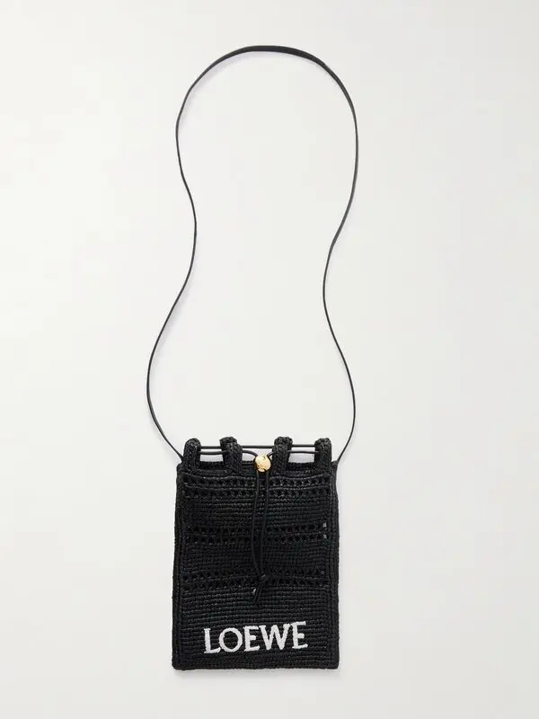 Loewe Raffia Shoulder Bag - Black