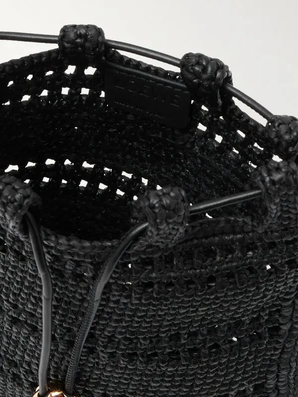 Loewe Raffia Shoulder Bag - Black