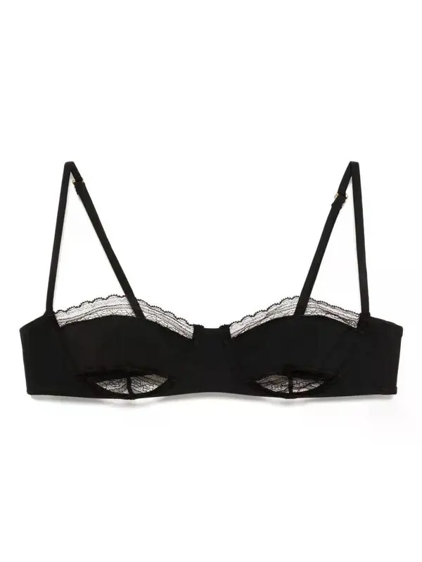 Kiki De Montparnasse Lace Inset Balconette Bikini Top - Black