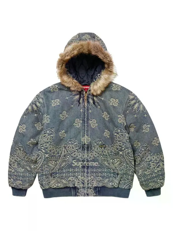 Supreme Bandana-jacquard Denim Jacket - Blue