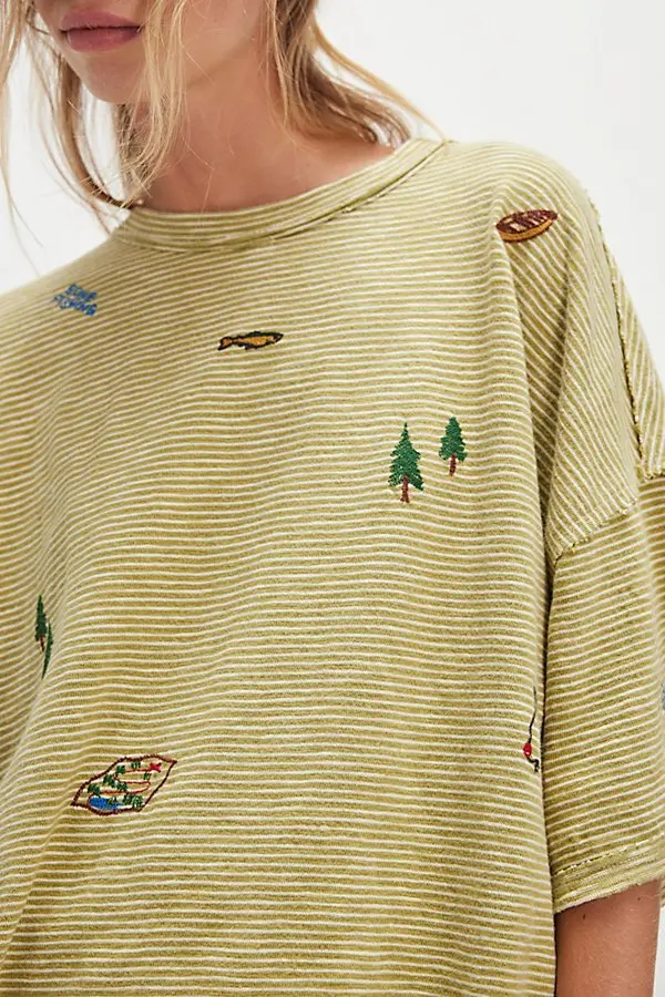 Free People We The Free Embroidered Camp T-shirt