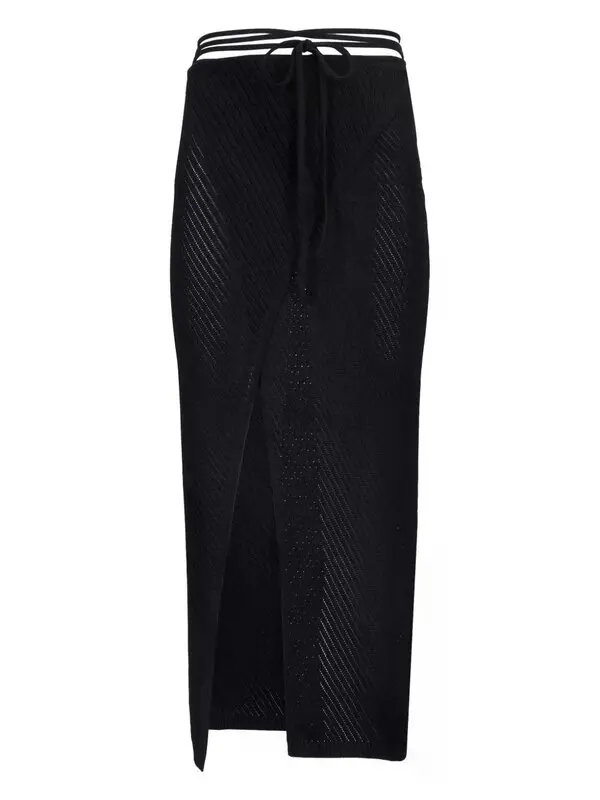 LANEUS Pointelle-knit Maxi Wrap Skirt